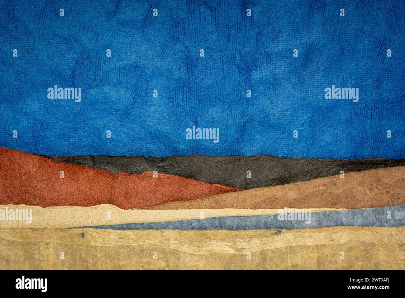 abstract nighttime landscape created with sheets of textured colorful ...