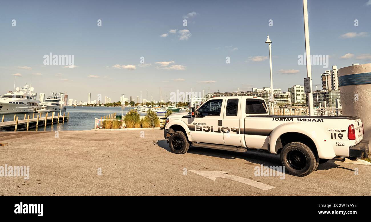Miami Beach, Florida USA - April 15, 2021: white ford f350 miami beach ...