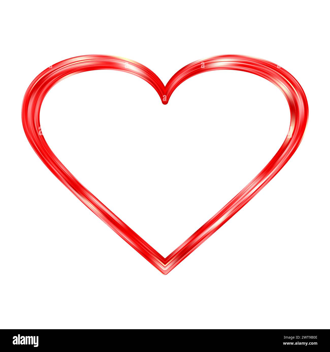 Thin gold heart frame. Golden realistic heart border. Luxury symbol of ...