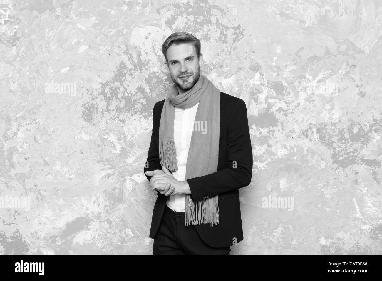 smiling man wearing business casual style in studio. man wear business ...