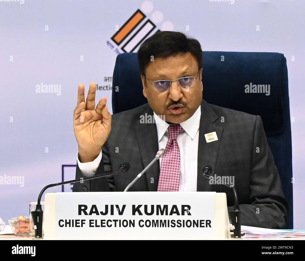 NEW DELHI, INDIA - MARCH 16: Rajiv Kumar, Chief Election Commissioner ...