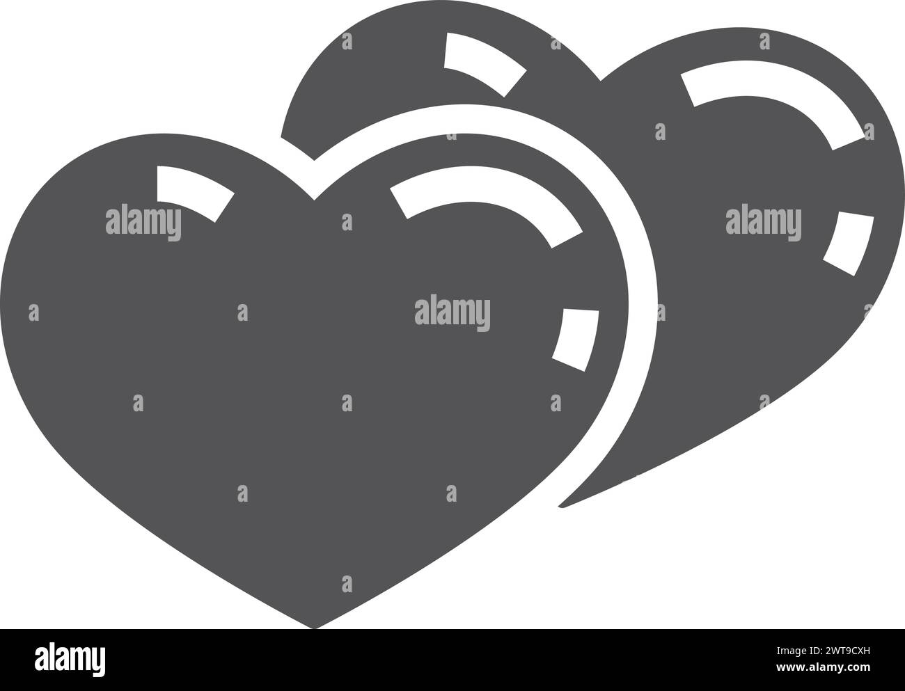 Hearts pair black icon. Love romantic symbol Stock Vector Image & Art ...