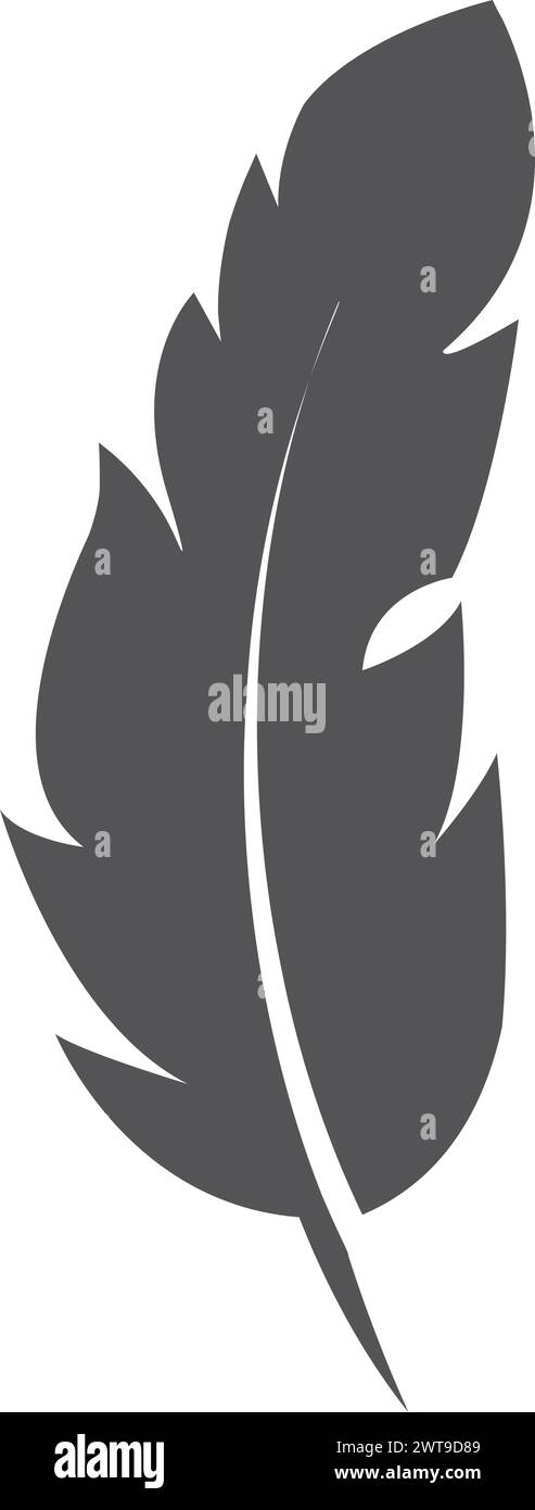 Curved feather icon. Black bird wing symbol Stock Vector Image & Art ...