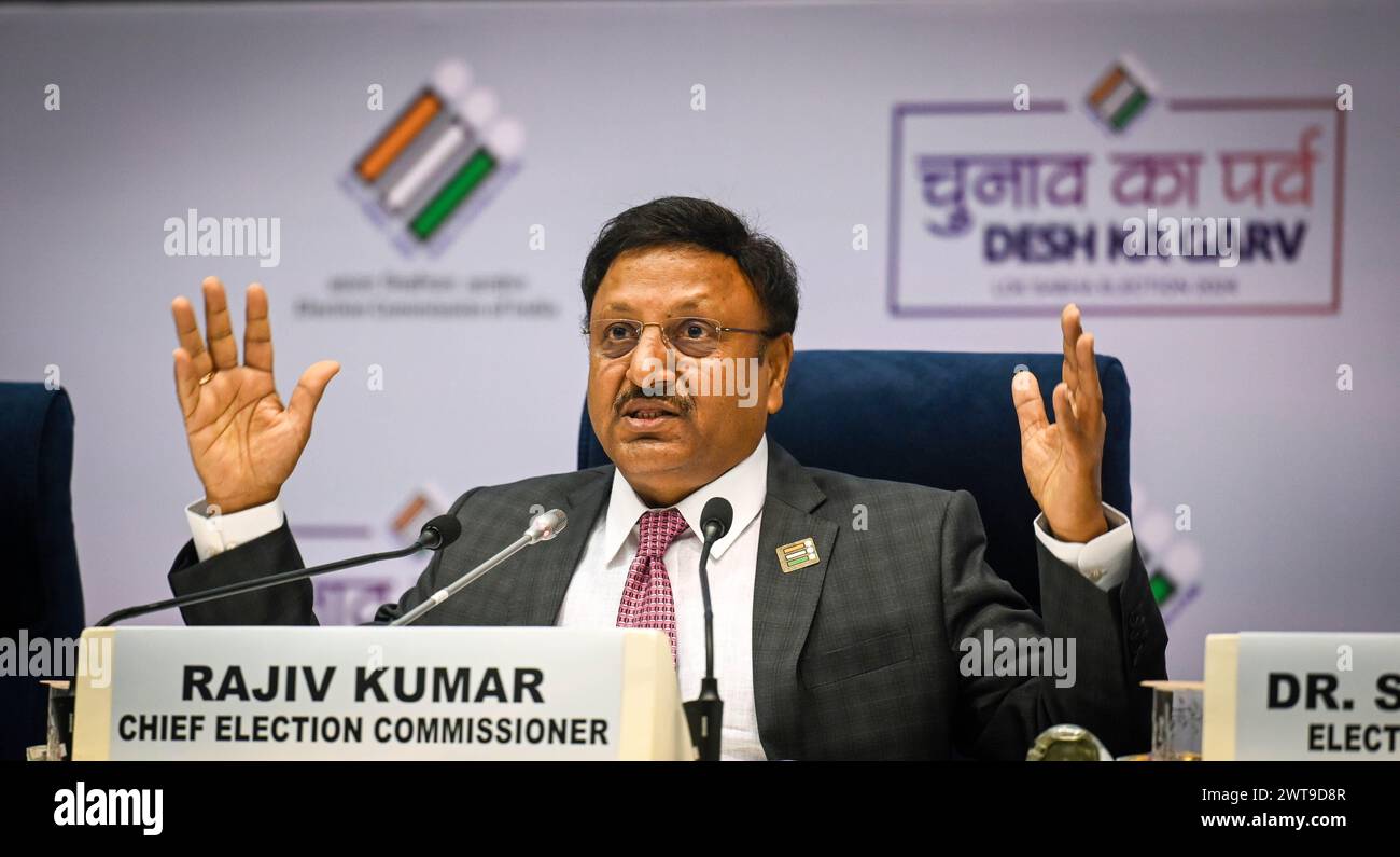 NEW DELHI, INDIA - MARCH 16: Rajiv Kumar, Chief Election Commissioner ...