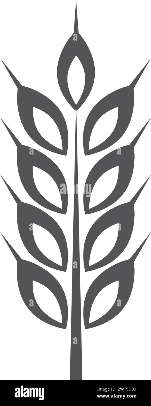 Cereal crop symbol. Black bread wheat ear Stock Vector Image & Art - Alamy