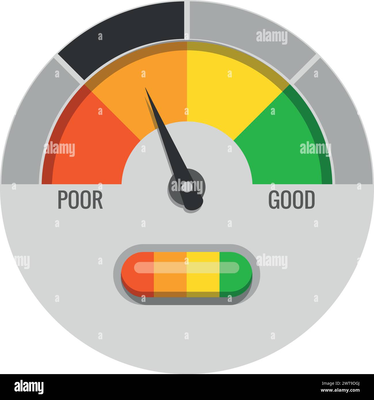 Quality meter in round gauge style. Color scale measure Stock Vector ...