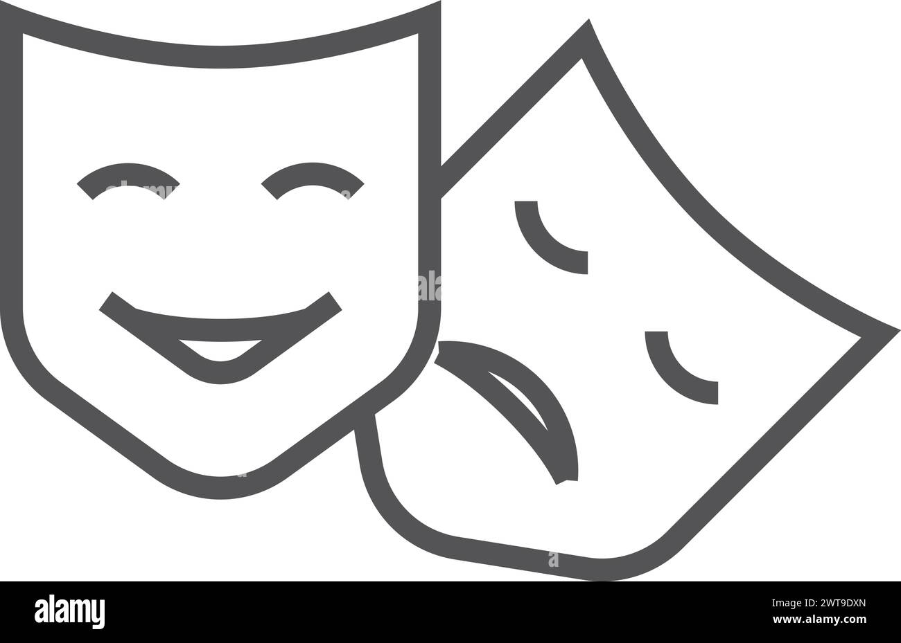 Tragedy and comedy masks linear icon. Theater symbol Stock Vector Image ...