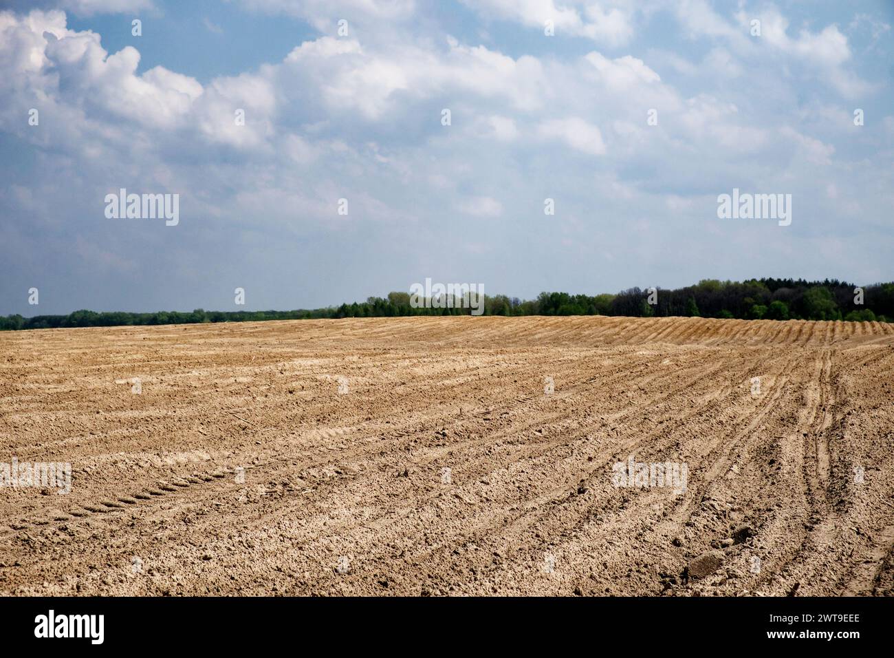Ploughed agricultural land ready for sowing, sky above Stock Photo - Alamy