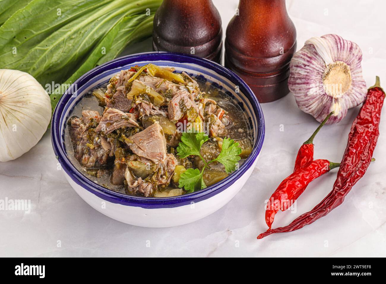 Steamed lamb meat with vegetables and spices Stock Photo - Alamy