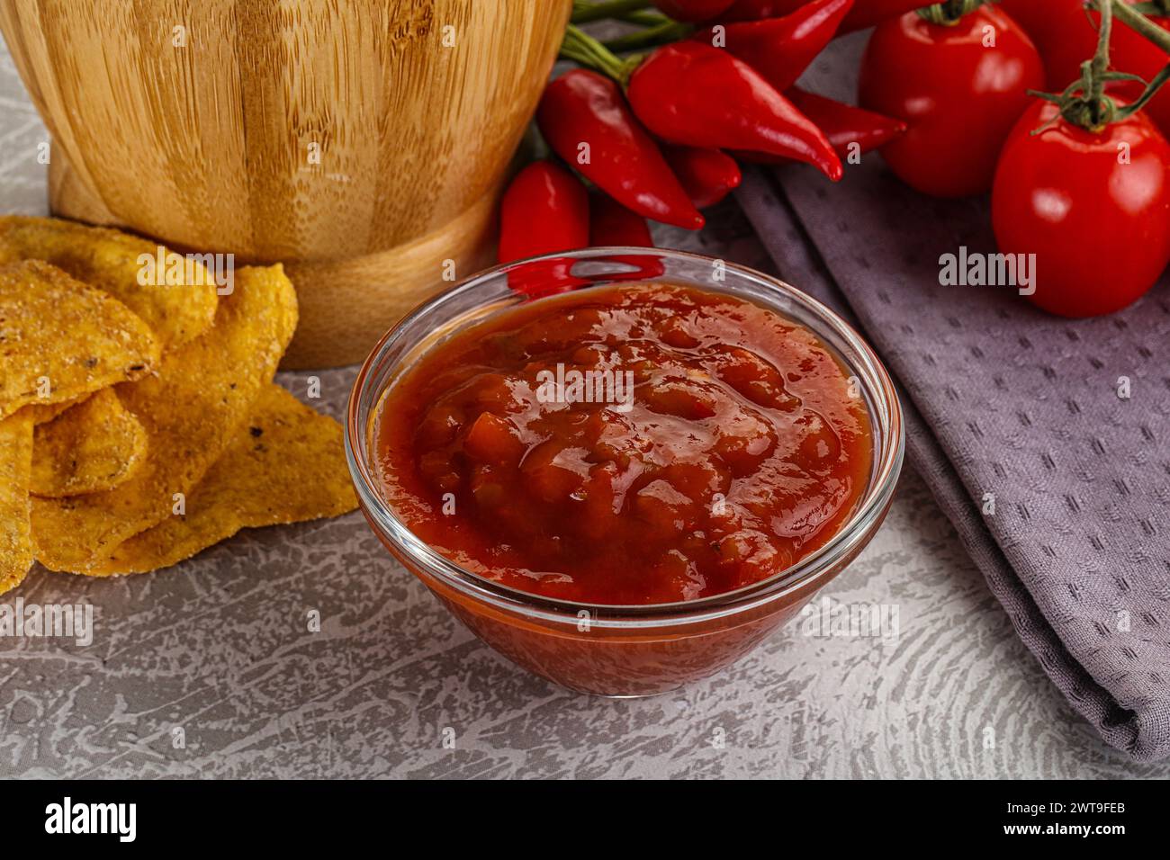 Spicy mexican sauce Salsa dip in the bowl Stock Photo - Alamy