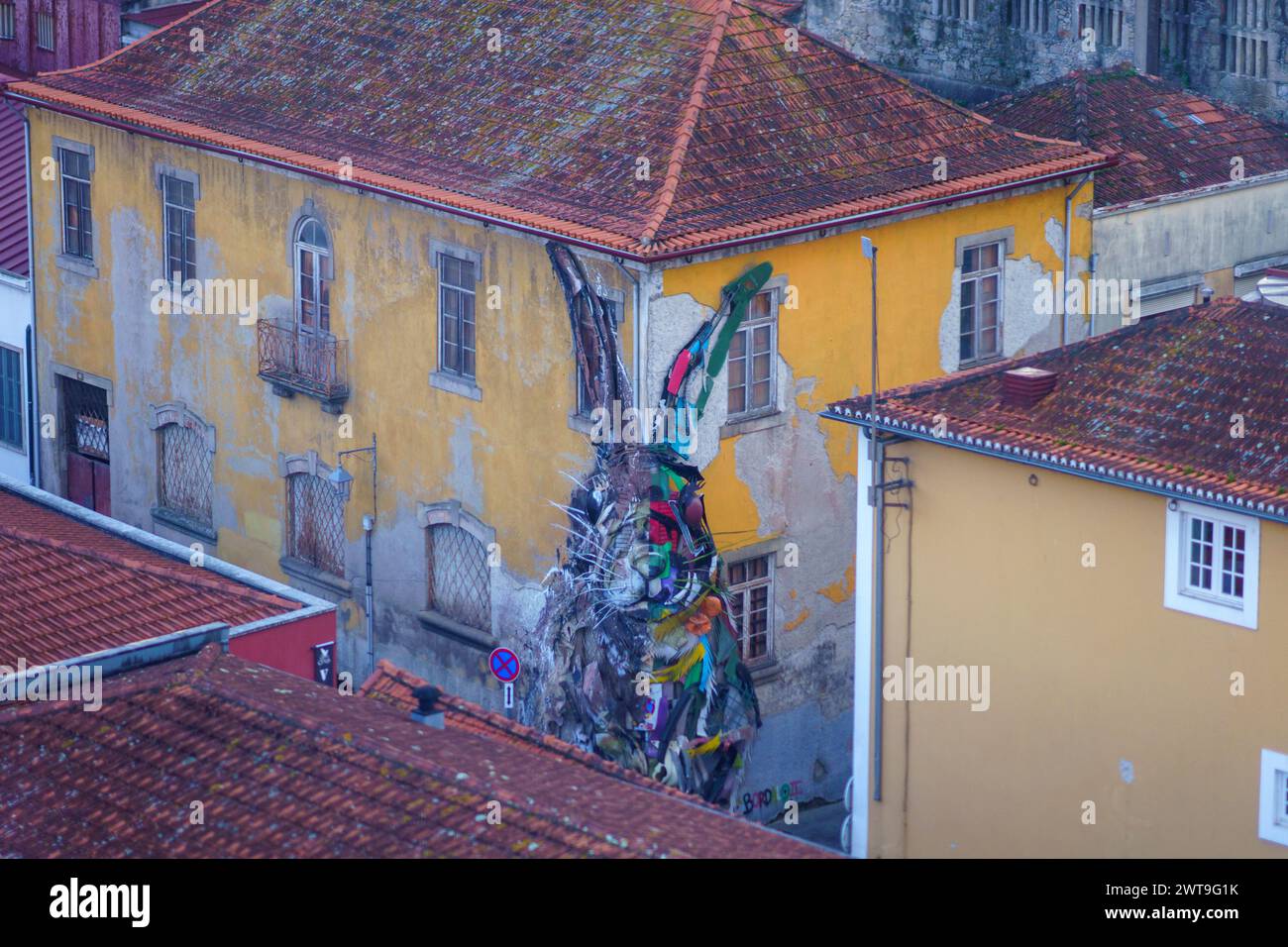 Street art rabbit in the beautiful and colourful city of Porto ...