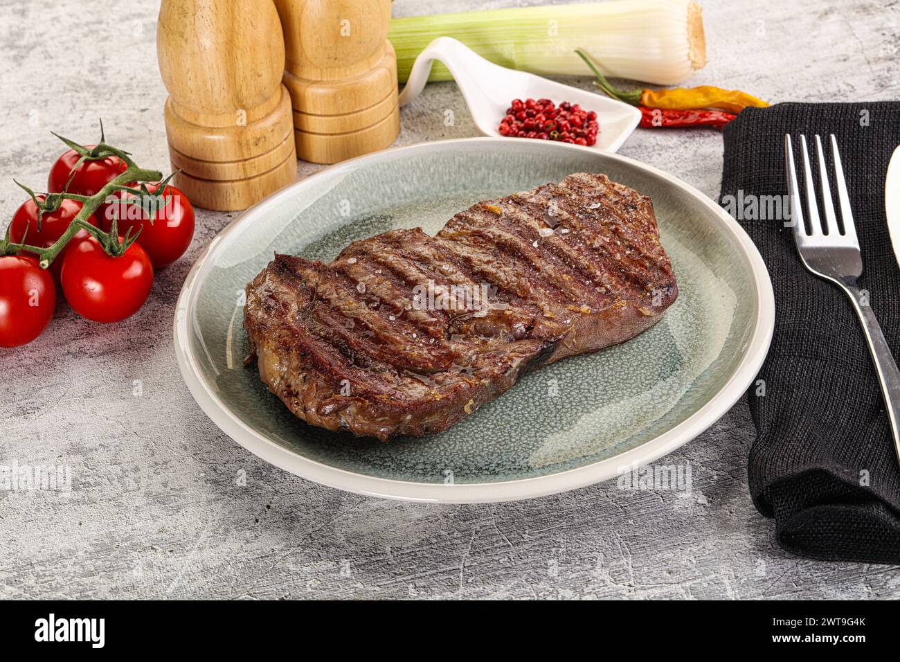 Rib eye steak grilled beef meat Stock Photo - Alamy