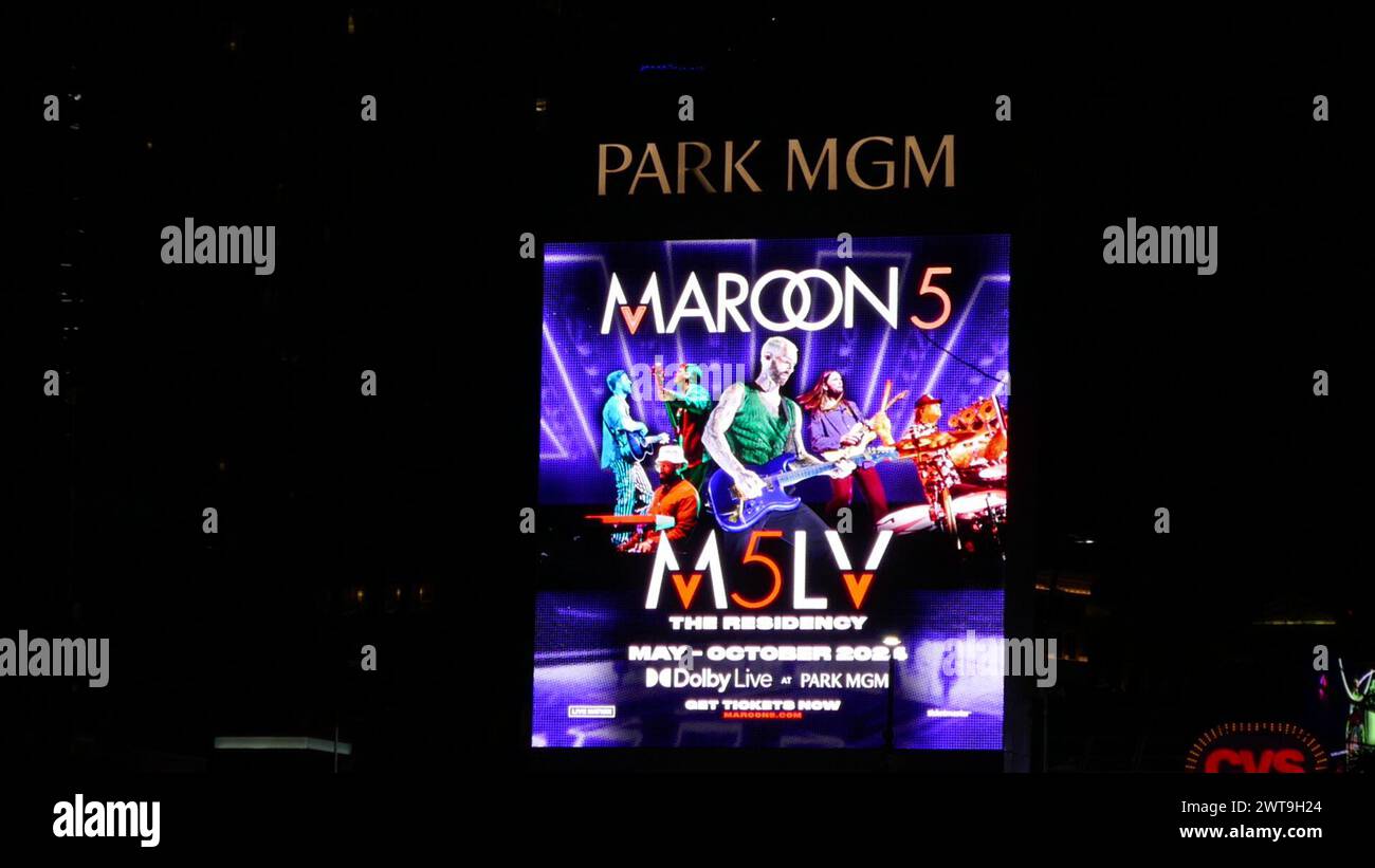 Las Vegas, Nevada, USA 7th March 2024 Maroon 5 Adam Levine Concerts ...