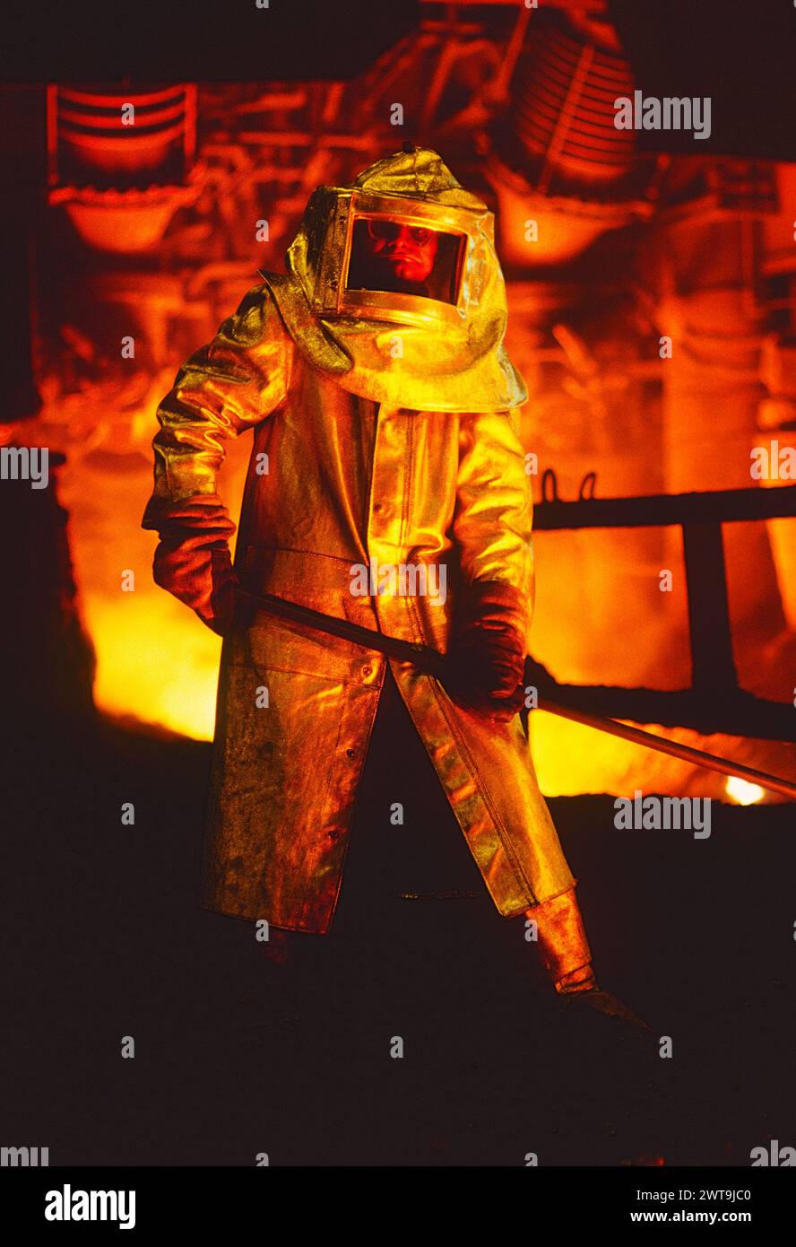 Steel worker, blast furnace cast house, US Steel, Edgar Thomson Plant ...