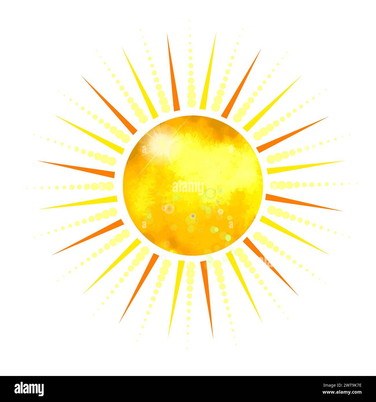 Shining sun object. hand drawing. Not AI. Vector illustration Stock ...