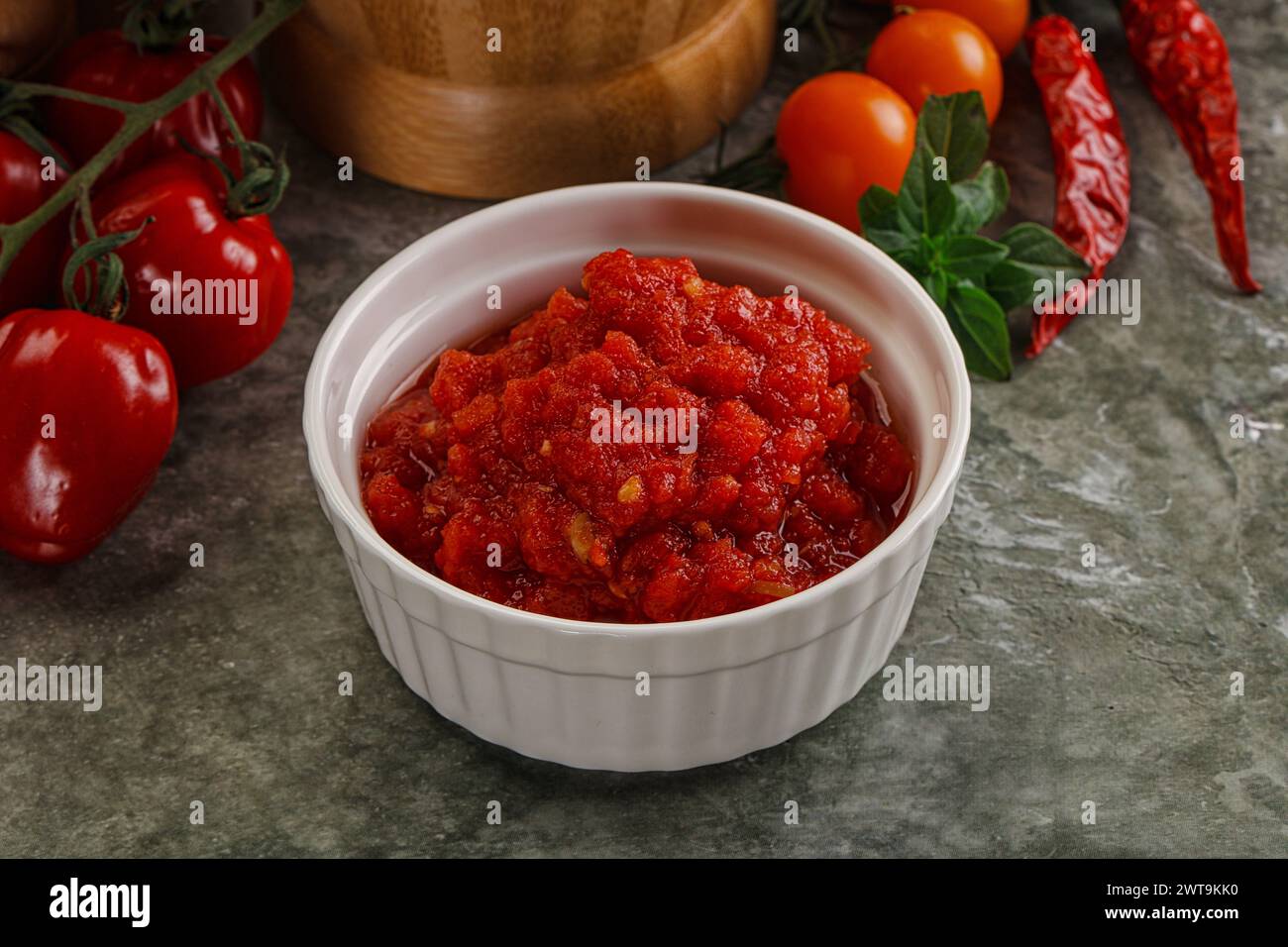 Fresh tomato puree pasta sauce in the sauce Stock Photo - Alamy