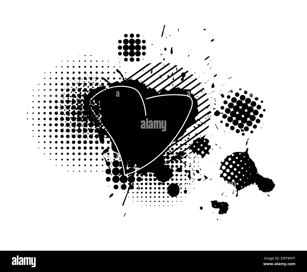 vector heart spray. Heart of blots. hand drawing. Not AI. Vector ...