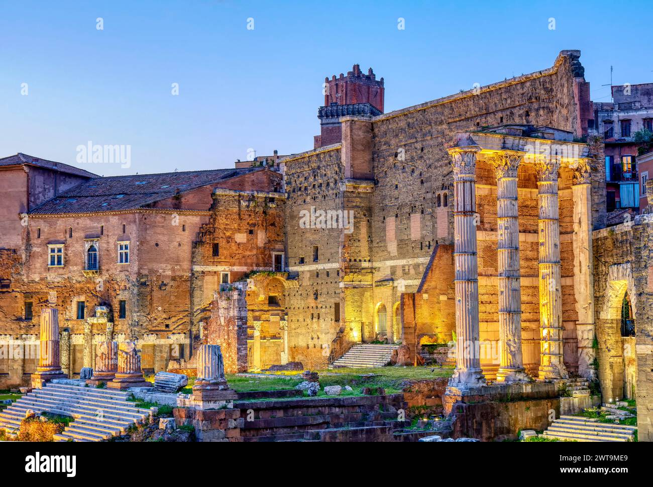 Night view of the Forum of Augustus in Rome, Italy Stock Photo - Alamy
