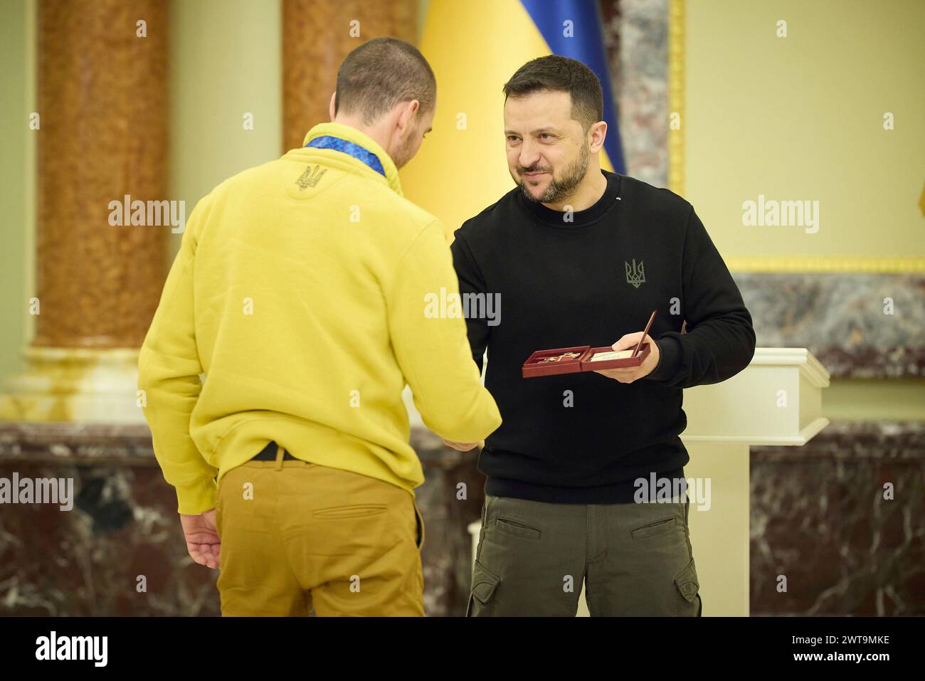 Kiev, Ukraine. 16th Mar, 2024. Ukrainian President Volodymyr Zelenskyy ...