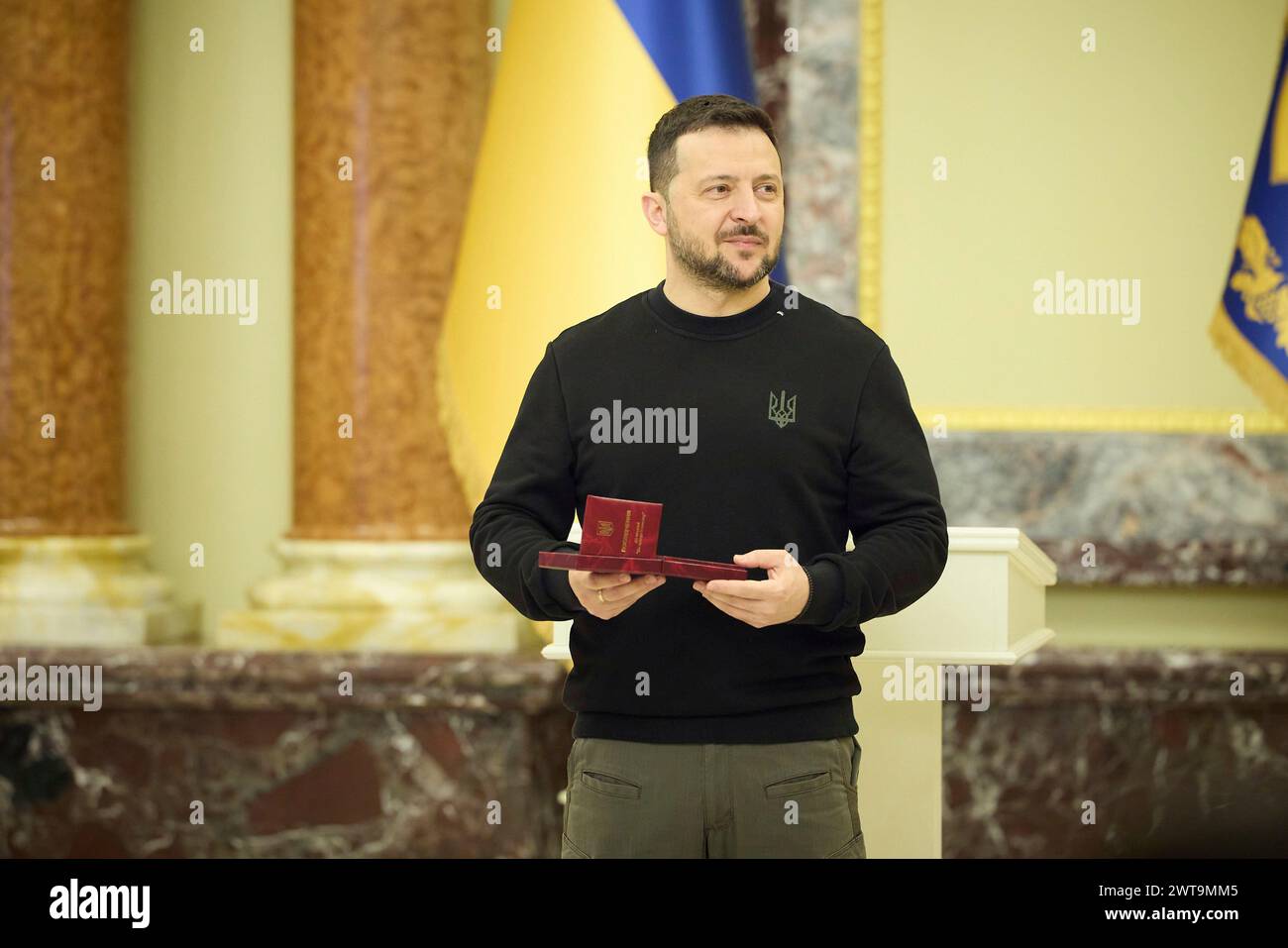 Kiev, Ukraine. 16th Mar, 2024. Ukrainian President Volodymyr Zelenskyy ...