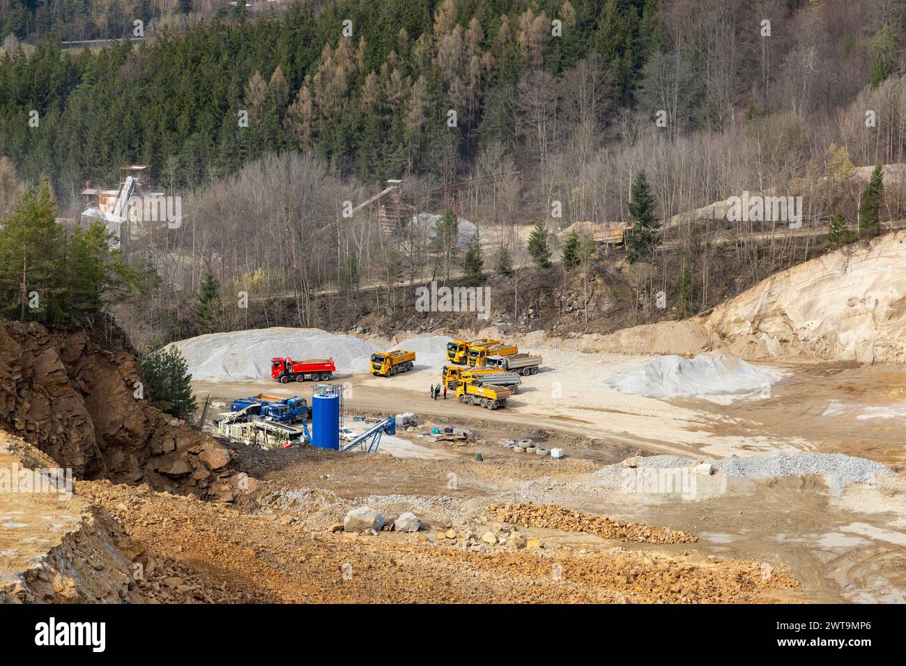 Mining machines. Stone quarry extraction Stock Photo - Alamy