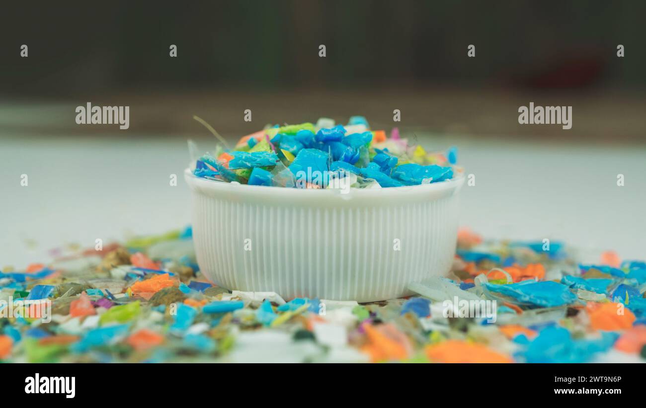 The concept for water and plastic pollution. Side shot on a pile of ...