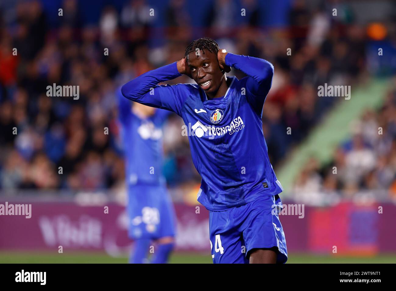 Moriba Kourouma of Getafe CF laments during the Spanish League, LaLiga ...