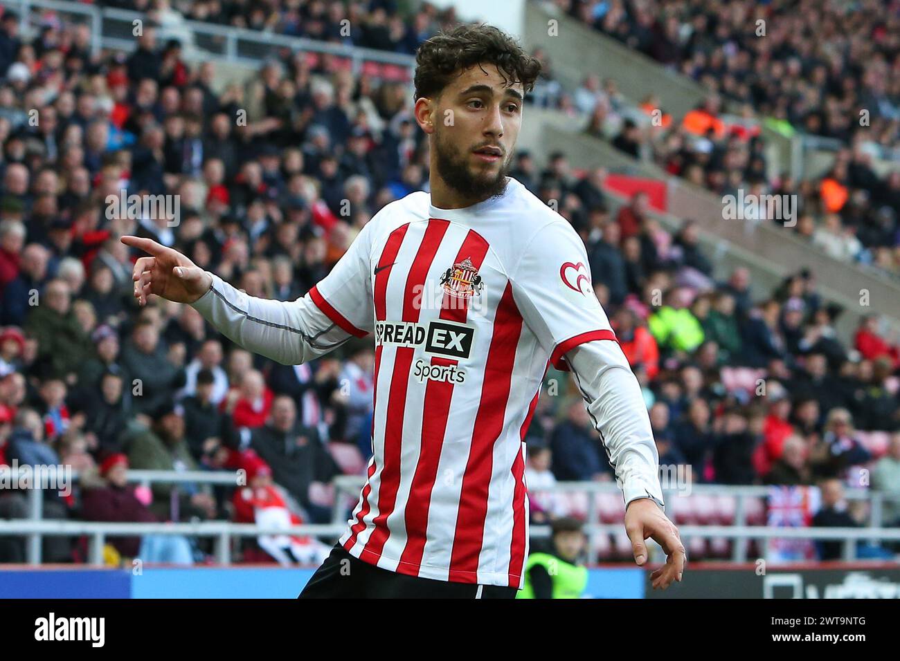Sunderland's Adil Aouchiche during the Sky Bet Championship match ...