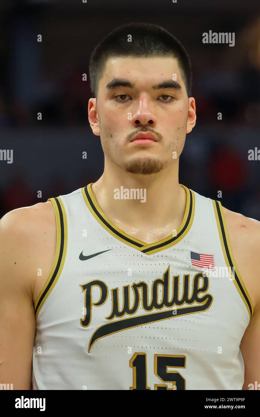 Minneapolis, Minnesota, USA. 16th Mar, 2024. Purdue Boilermakers center ZACH EDEY (15) looks on ...