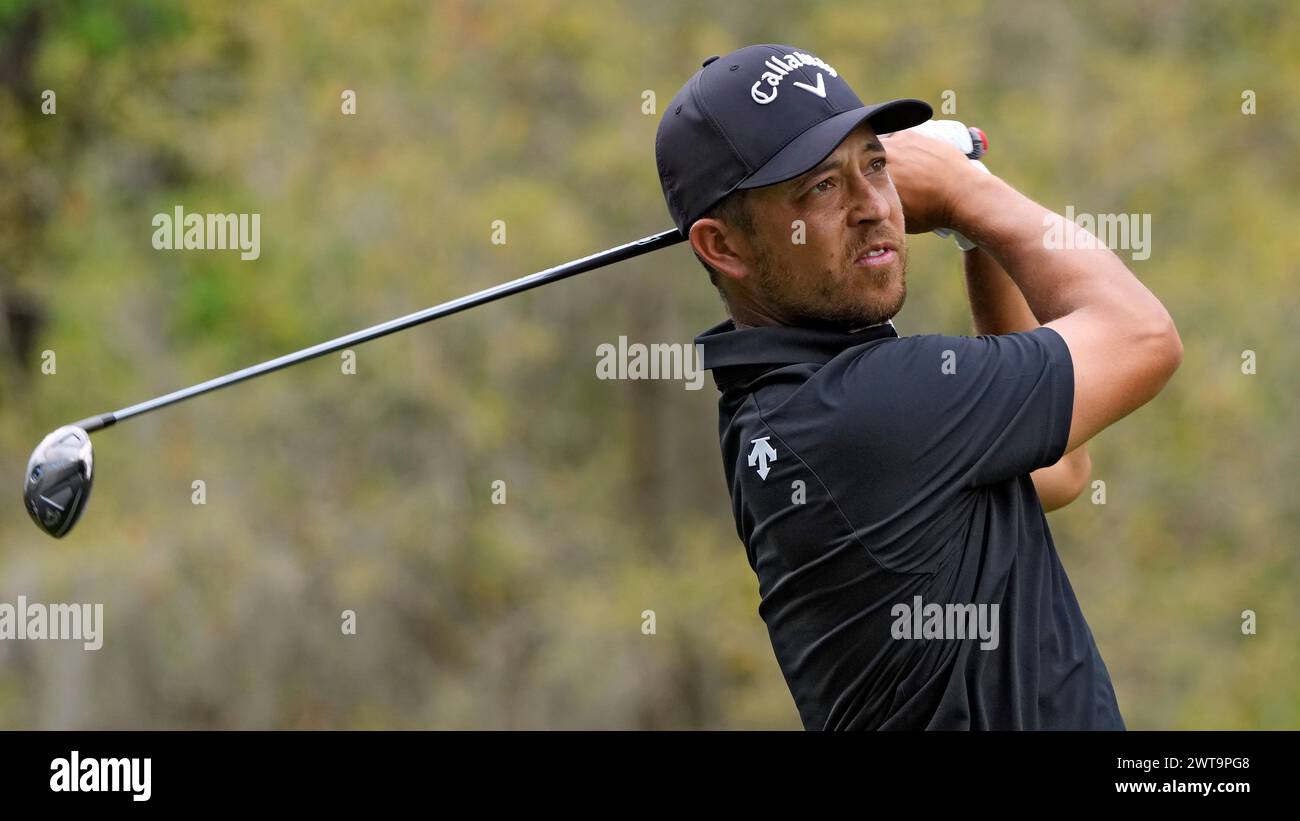 Xander Schauffele hits his tee shot on the second hole during the third ...
