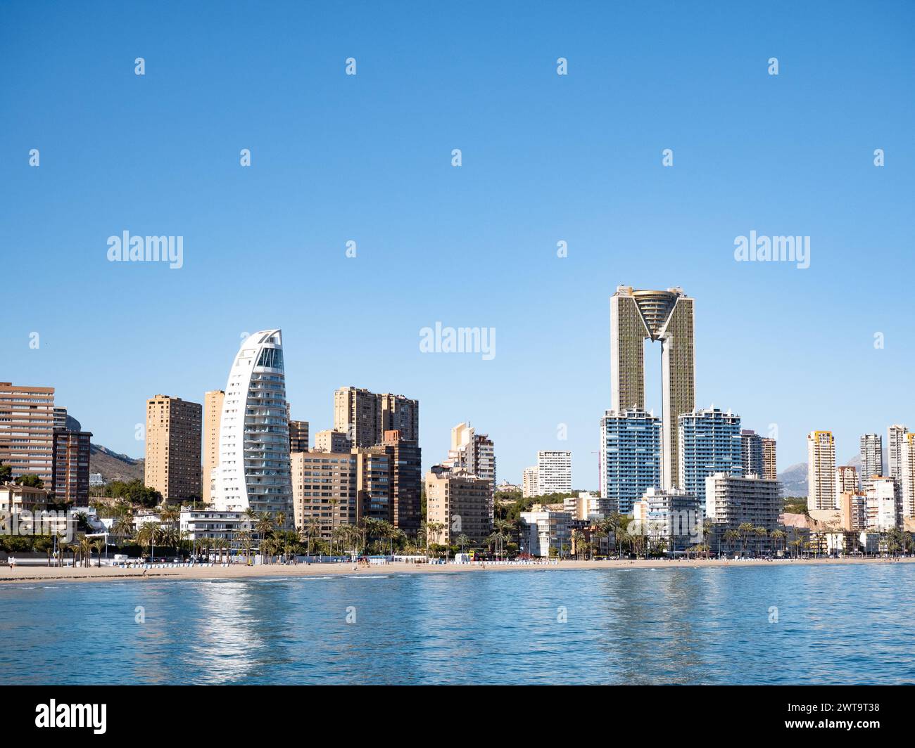 Benidorm, Spain; March 12th 2024: Poniente Beach in Benidorm Intempo ...