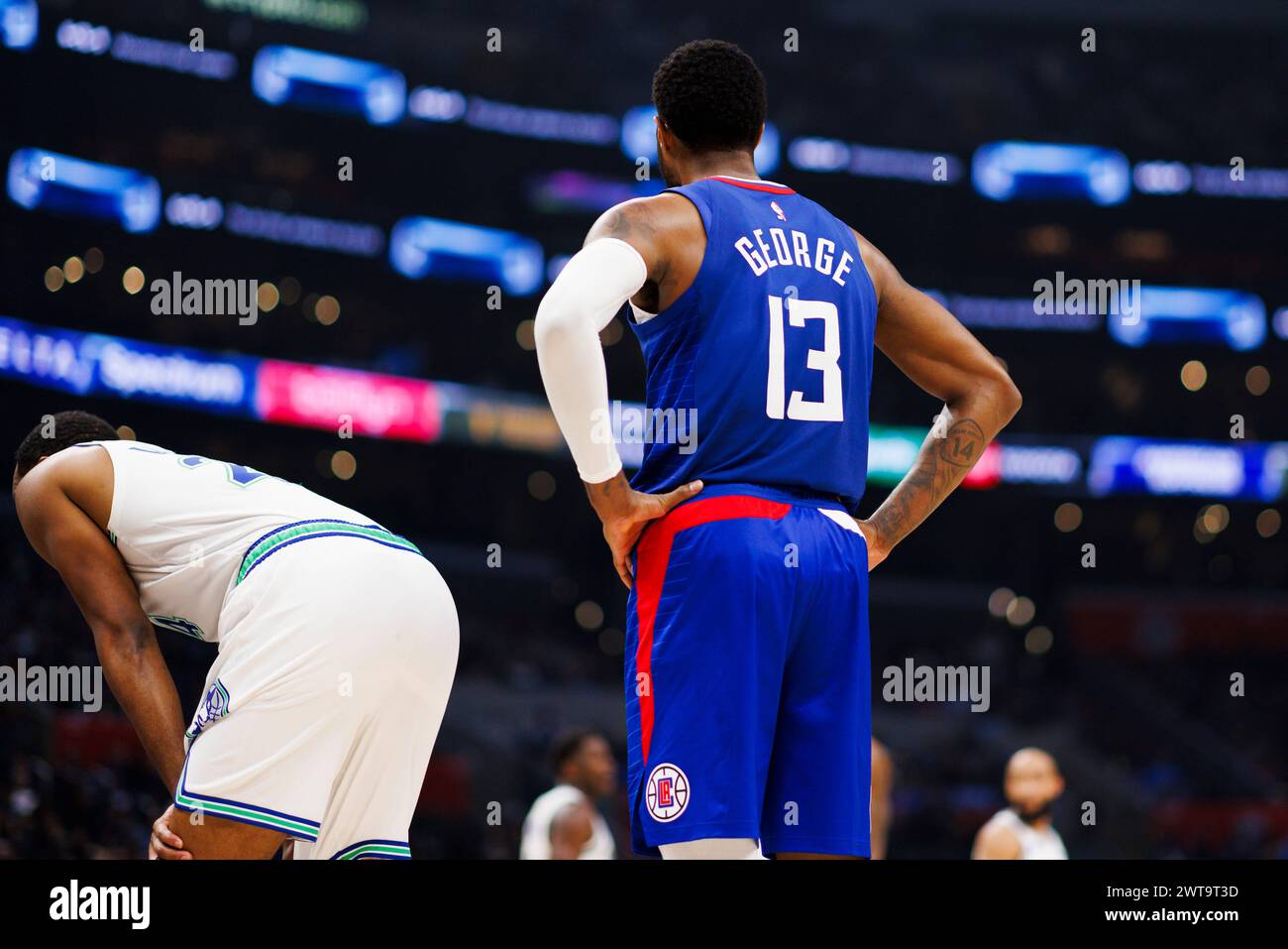 LOS ANGELES, CA - MARCH 12: LA Clippers forward Paul George (13) back ...