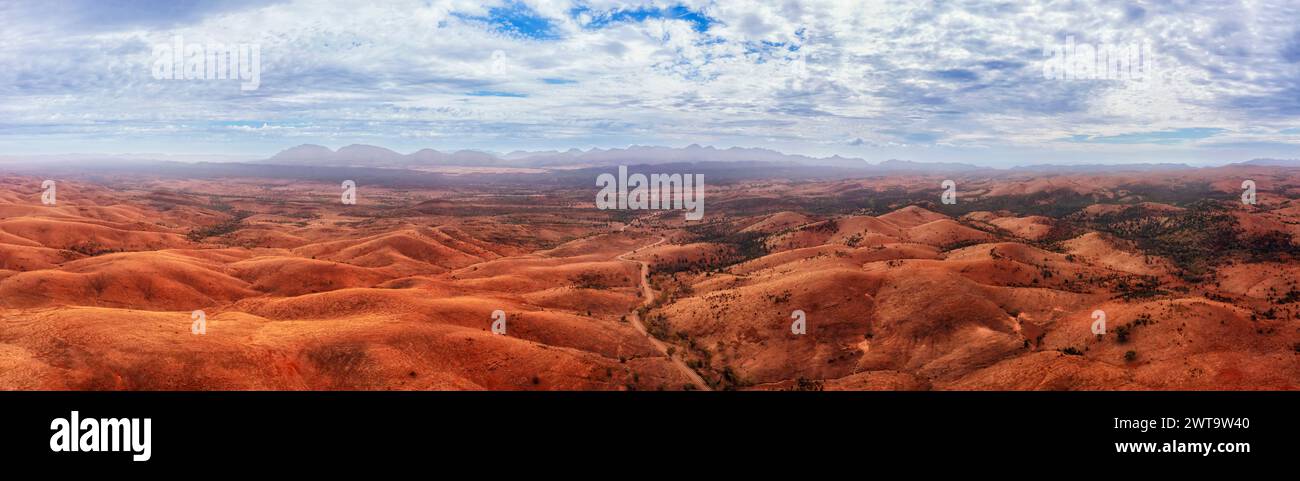 Distant Wilpena Pound rock formation in Flinders ranges national park ...