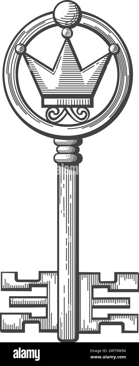 Old key drawing. Royal secret vintage symbol Stock Vector Image & Art ...