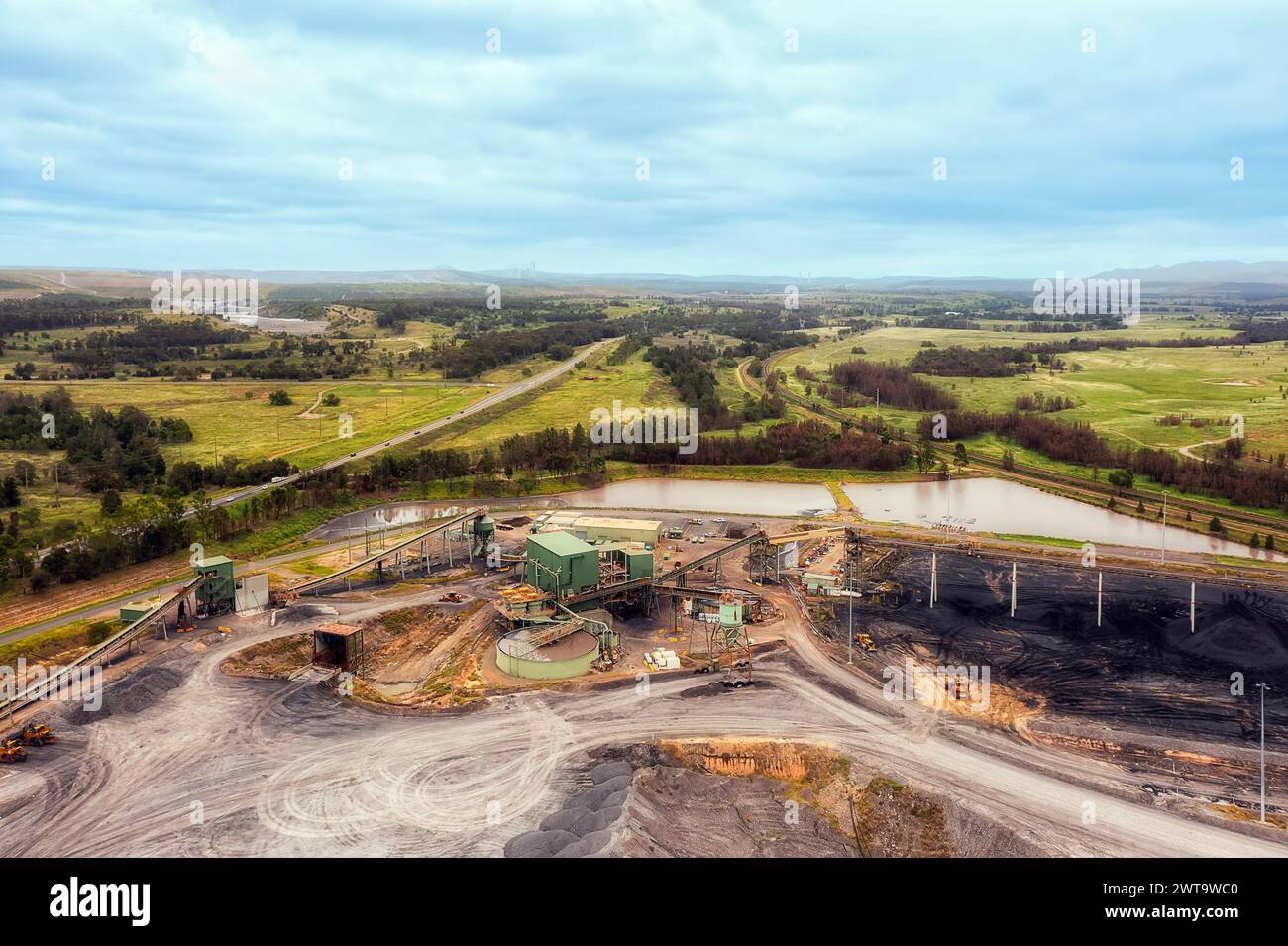 Open pit black coal mine in Hunter valley of Australia near Singleton ...