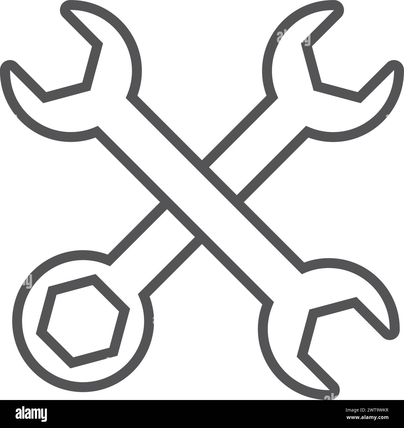 Wrenches crossed linear icon. Repair tools symbol Stock Vector Image ...