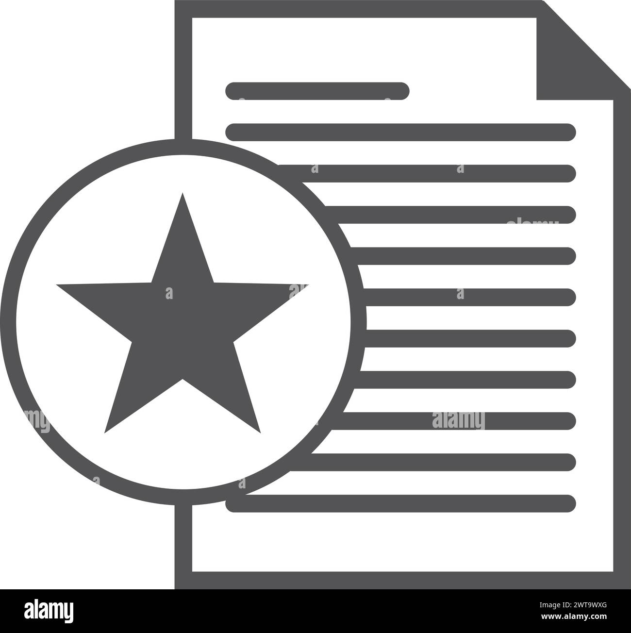 Starred document page. Important paper bookmark icon Stock Vector Image ...