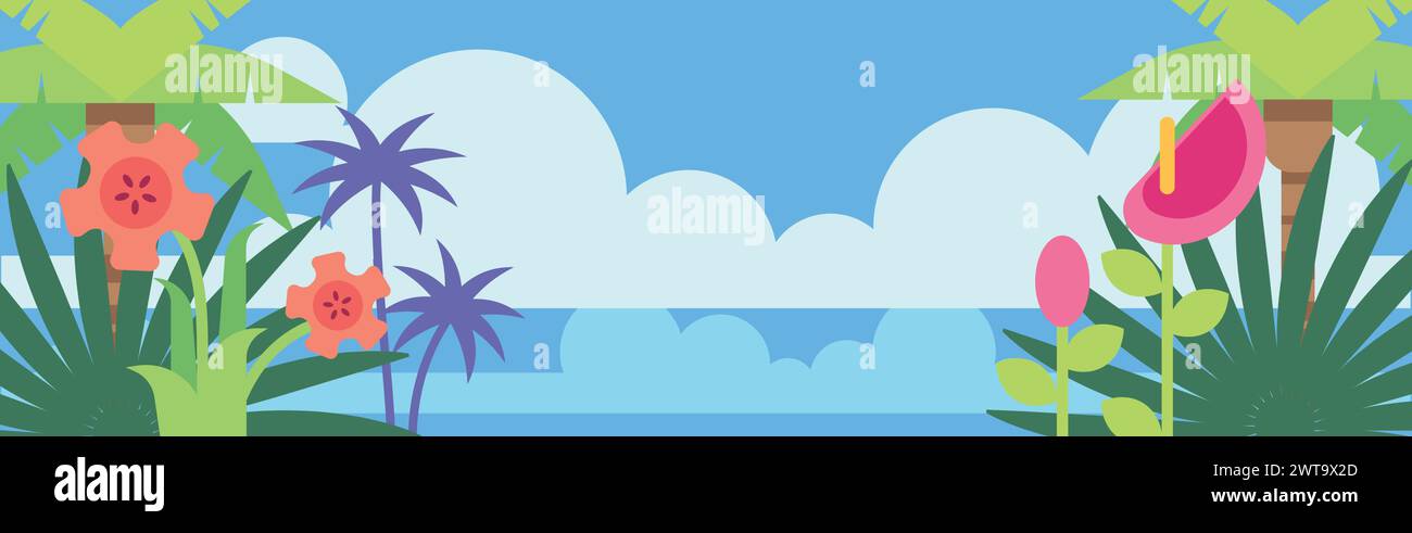Tropical ocean coast horizontal empty scene landscape Stock Vector ...