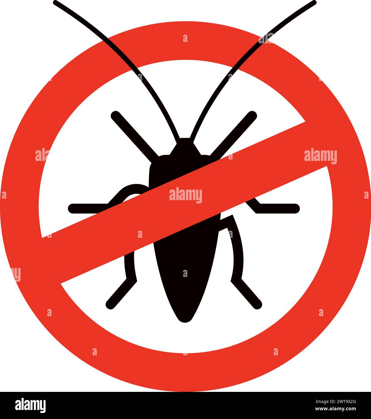 Cockroach insecticide symbol. Pest in red circle ban sign Stock Vector ...