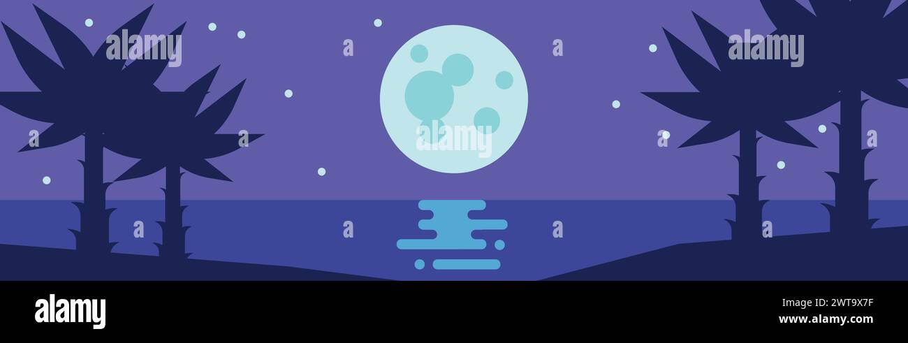 Ocean beach night background. Resort coast landscape Stock Vector Image ...