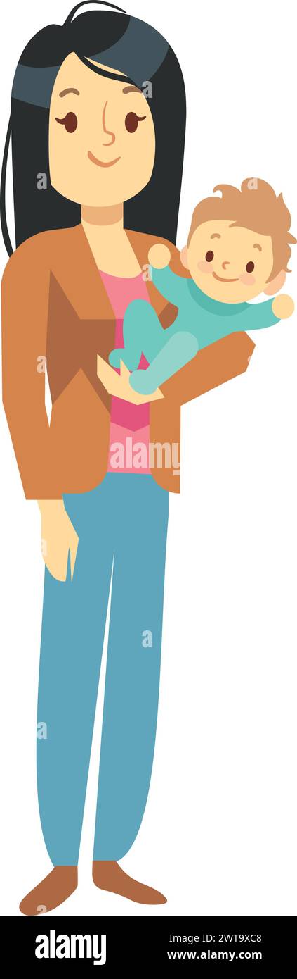 Woman carry baby. Happy mother. Parent and kid Stock Vector Image & Art ...