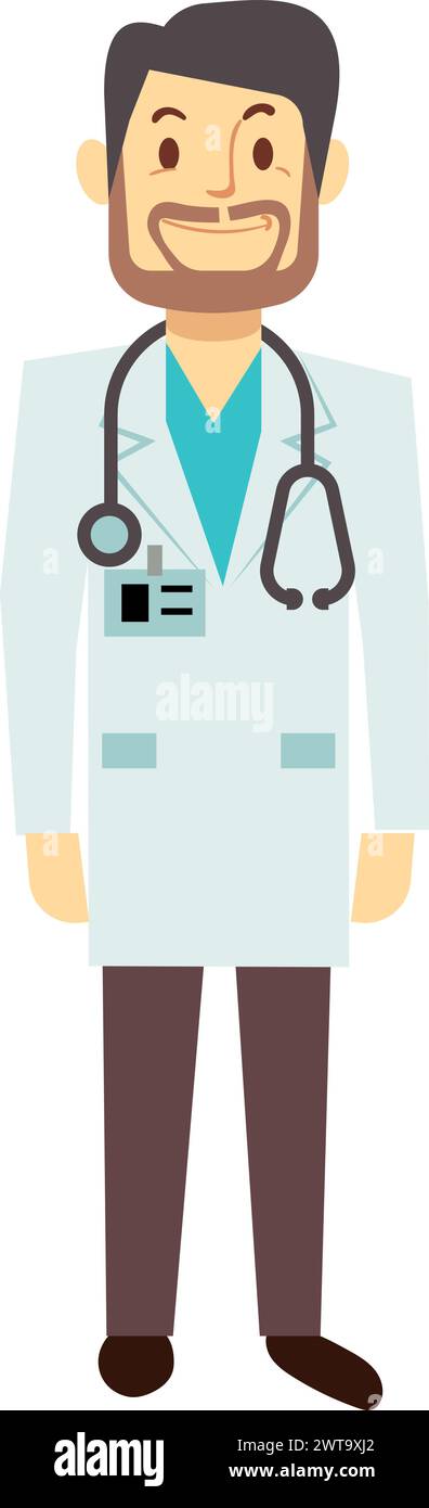 Cheerful friendly doctor with stethoscope. Cartoon medical character ...