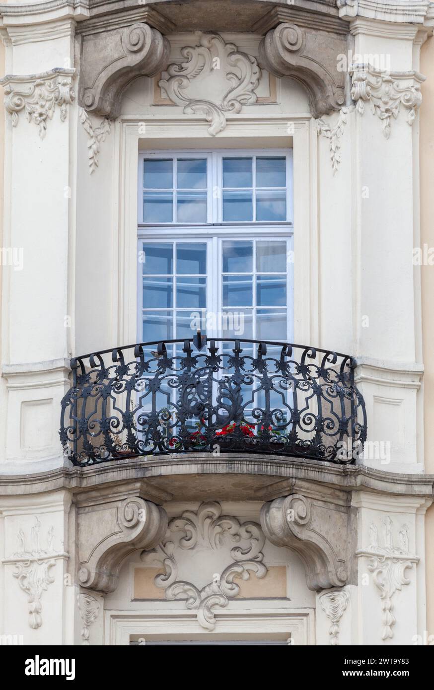 Ornate baroque window of an old building, architecture detail Stock ...