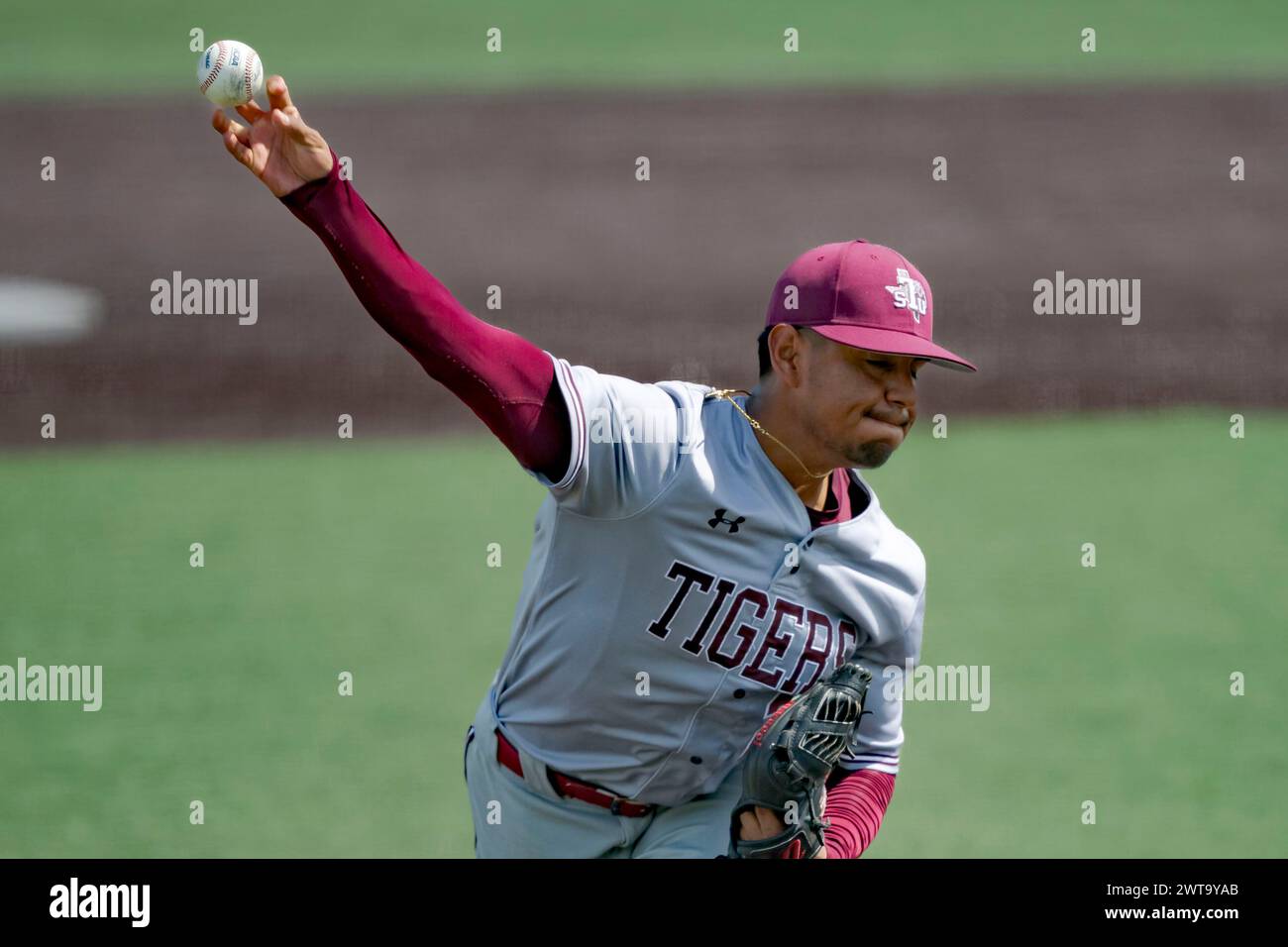 Texas Southern pitcher Adolf Castillo (23) throws during an NCAA ...