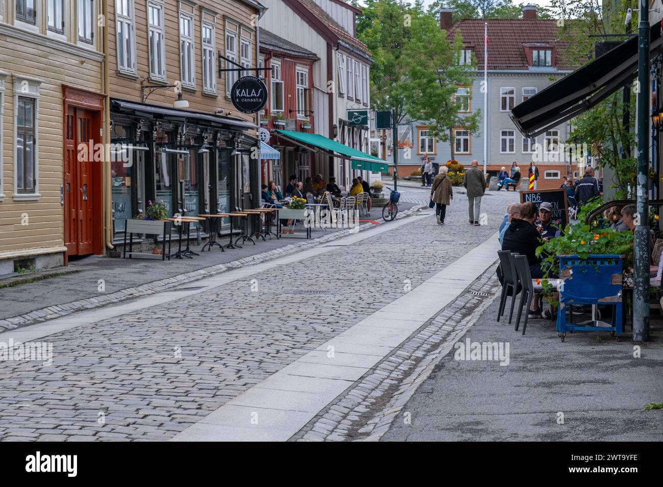 Trondheim, Norway - 13 July 2023: Nedre Baklandet street in the Old ...