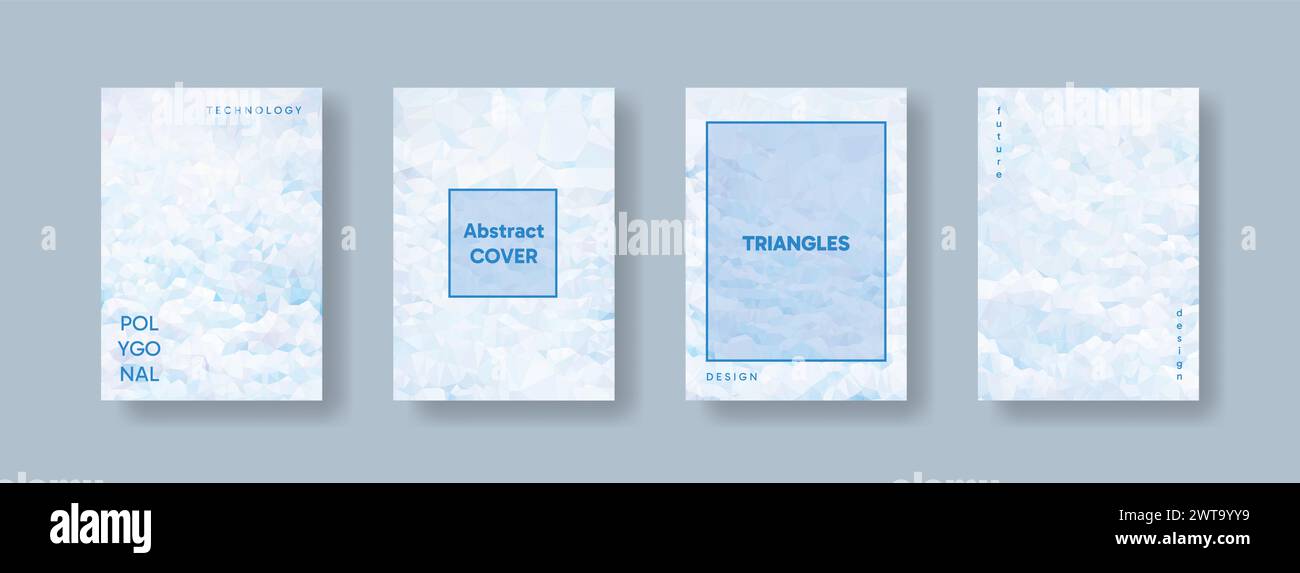 Low poly vertical abstract white and light blue flyers, collections of ...