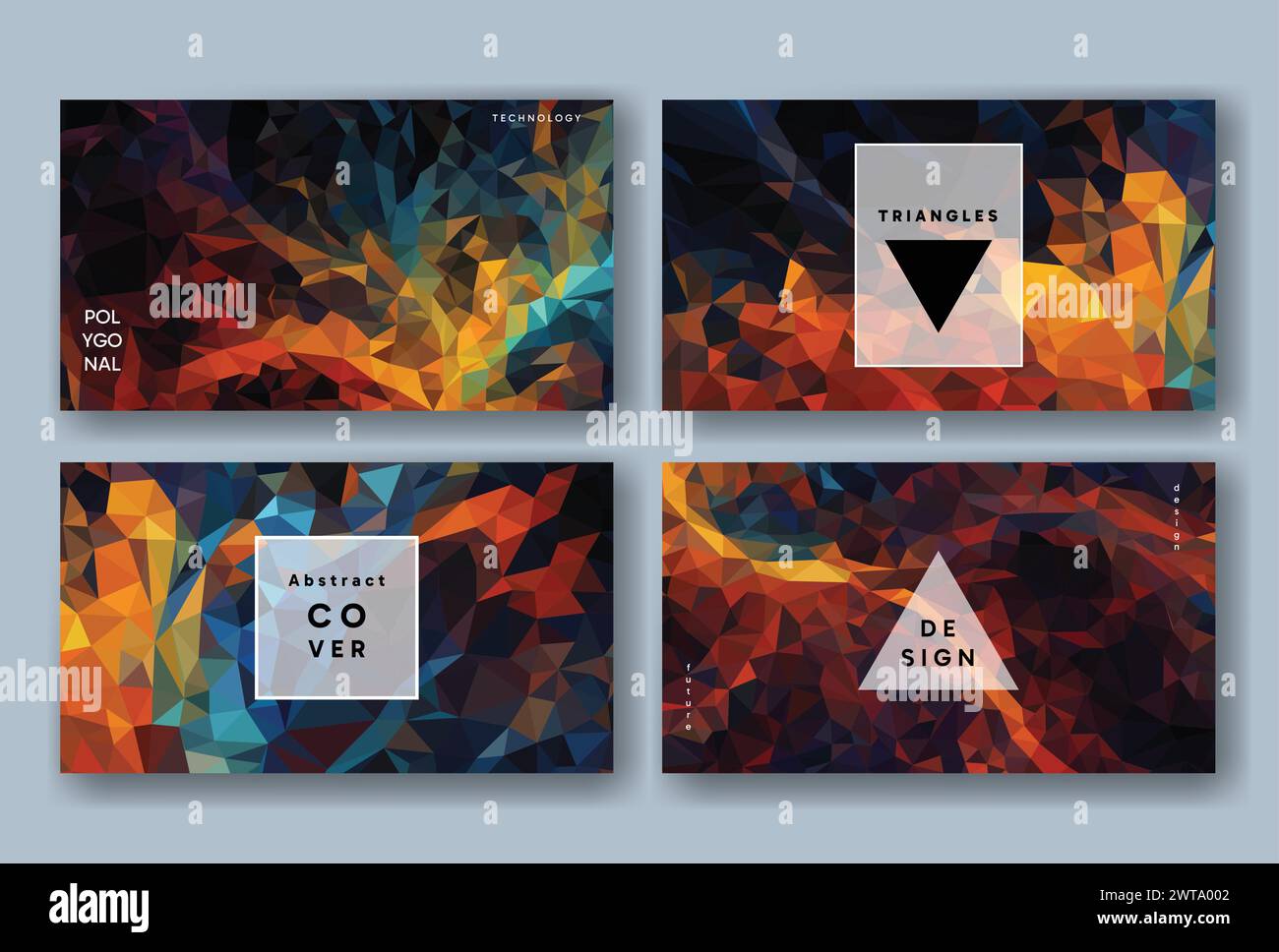 Vector low poly abstract colorful and black horizontal 16x9 ...