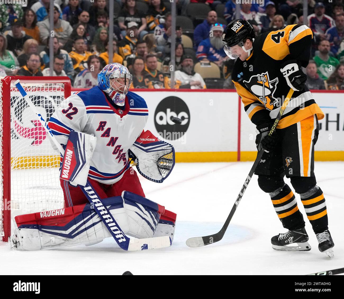 New York Rangers goaltender Jonathan Quick (32) blocks a shot with ...