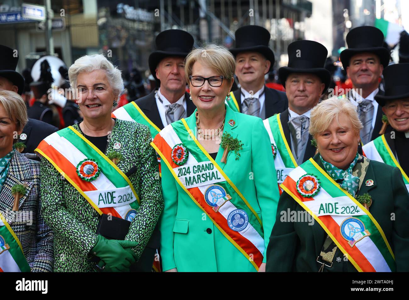 Grand Marshal Margaret C. Timoney and aides gather for photo before the ...