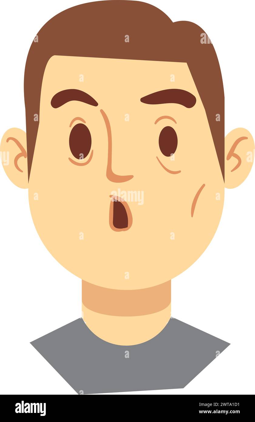 Amazed man face. Cartoon character emotion expression Stock Vector ...